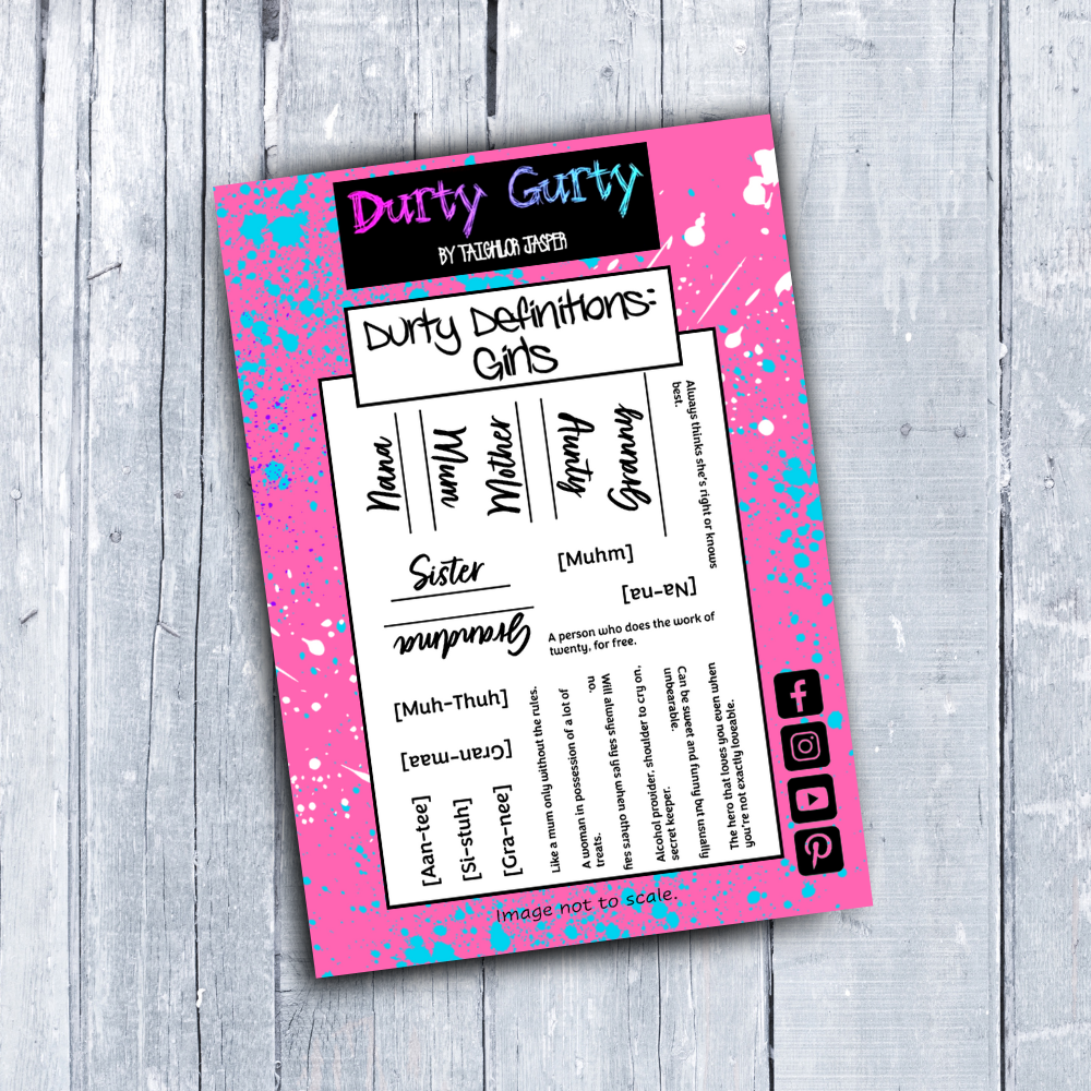 Durty Definitions- Girls A5 Stamp Counter Sample – Pretty Gets Gritty